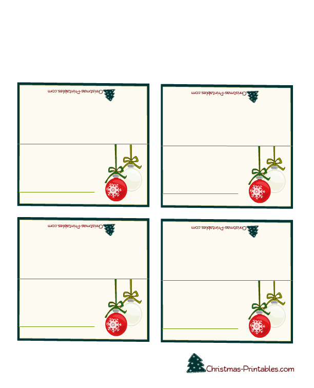 Free Printable Christmas Place Cards